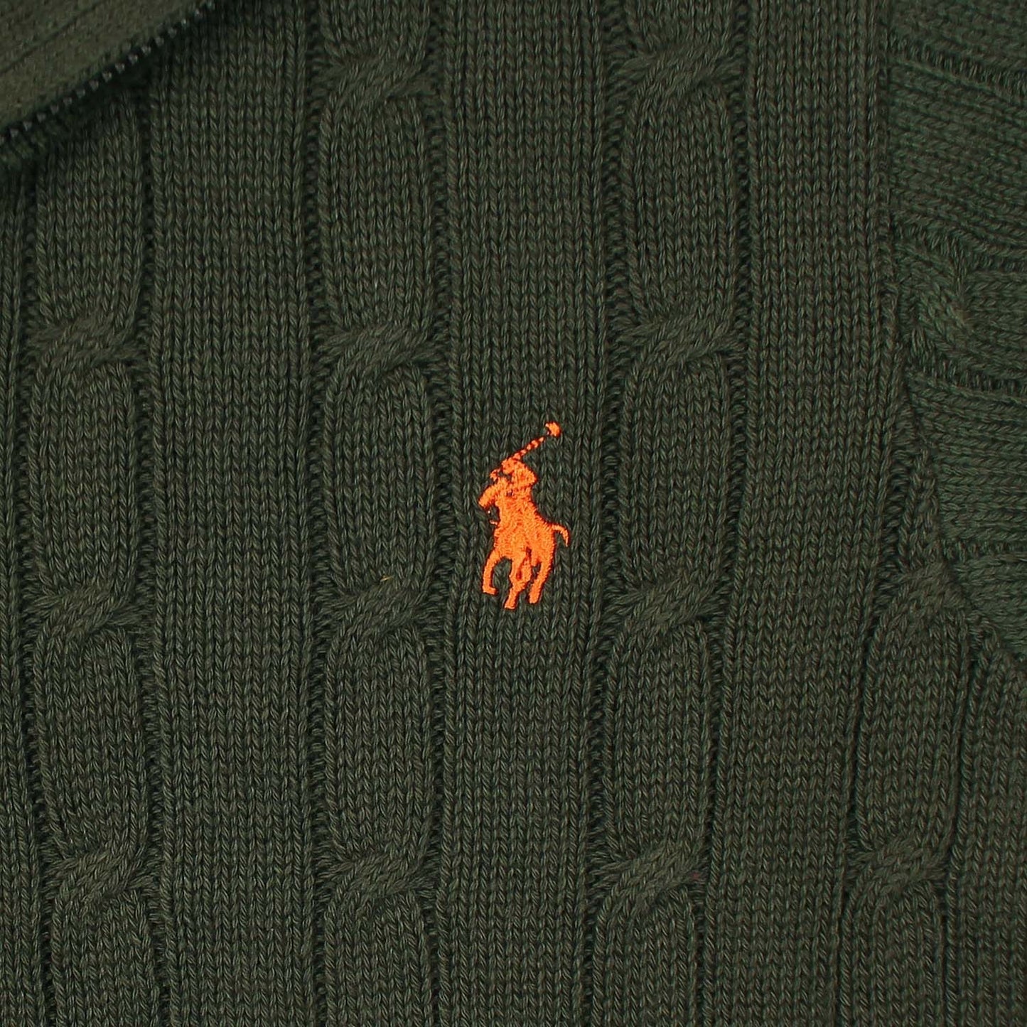 RL Cable-Knit Half Zipper Cotton Sweater (olive green) – brandahub